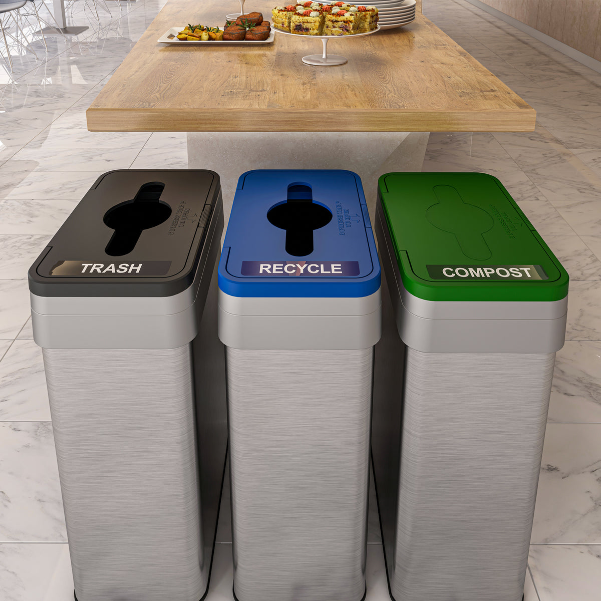 21 Gallon / 80 Liter Stainless Steel Rectangular Lided Open Top Commer ...